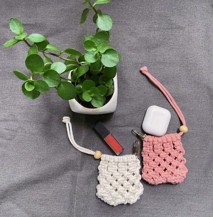 Macrame Keychain Pouch – Personalized Mini Handmade Bag - Macrya