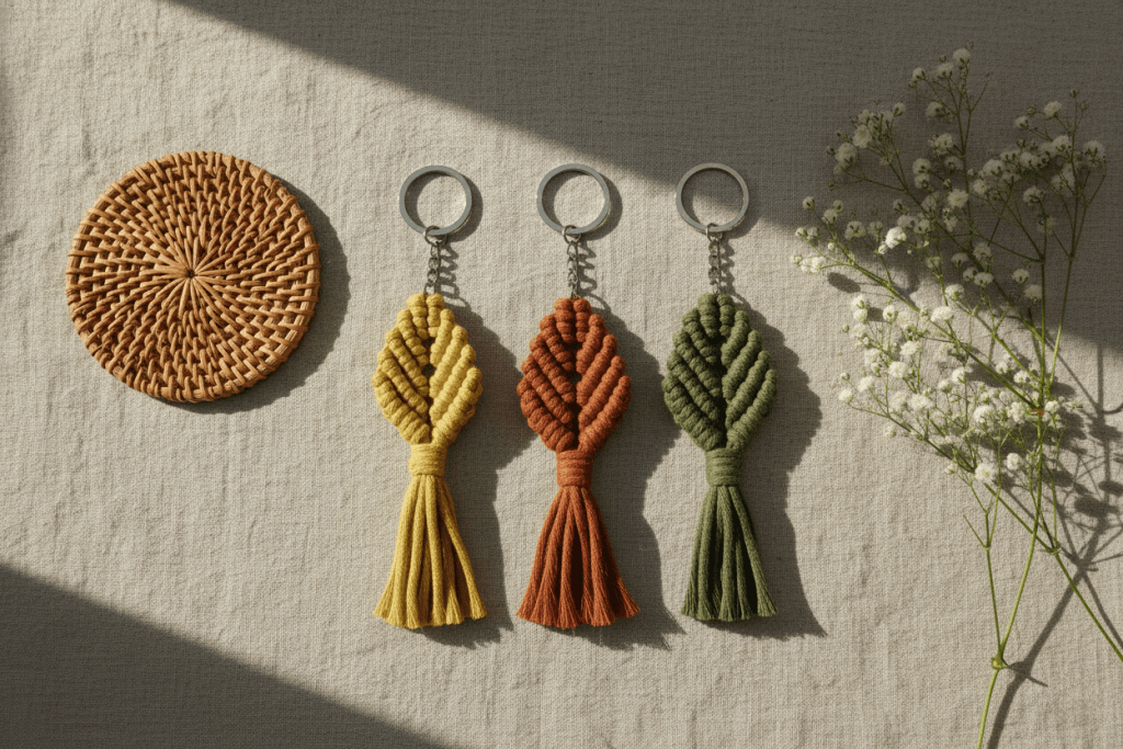 Macrame Leaf Keychain Video Tutorial – Simple Boho DIY - Macrya